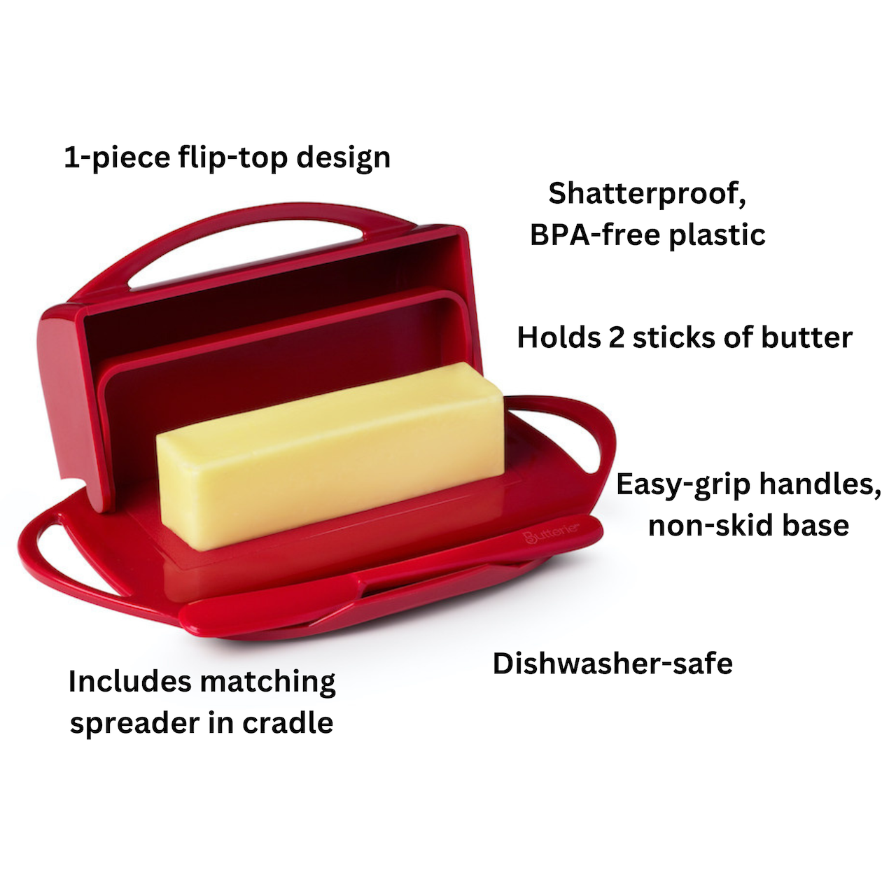 4-Piece Breakfast Set with Flip-Top Butter Dish, Spreader, Toaster Ton ...